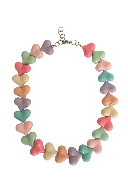 Pink Haley Candy Heart Choker Necklace - Multi