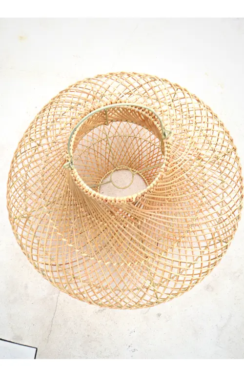 Pink Haley Freya Bell Shape Rattan Pendant Light Fitting