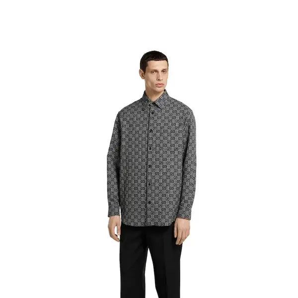 Gucci Gg Gingham Cotton Wool Jacquard Shirt - Grey | Editorialist