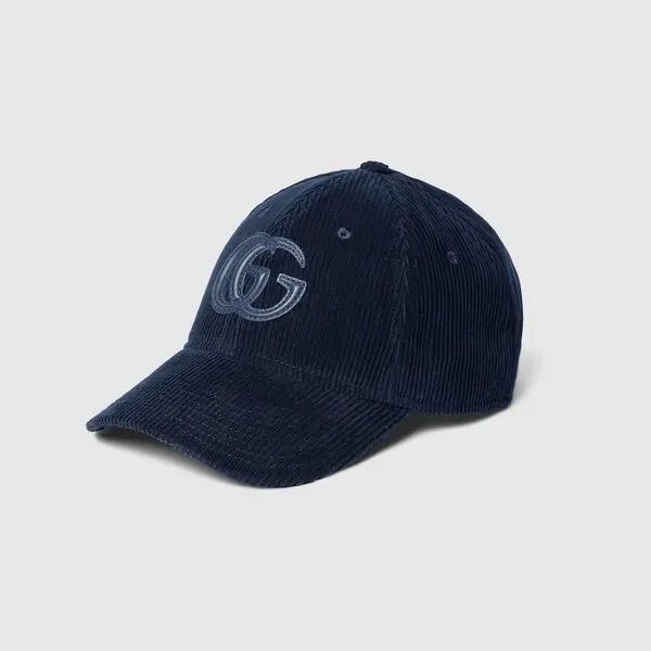 Gucci Velvet Baseball Cap With Logo - Blue