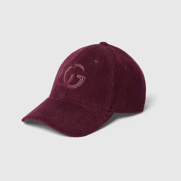 Gucci Velvet Baseball Cap With Embroidered Logo - Red