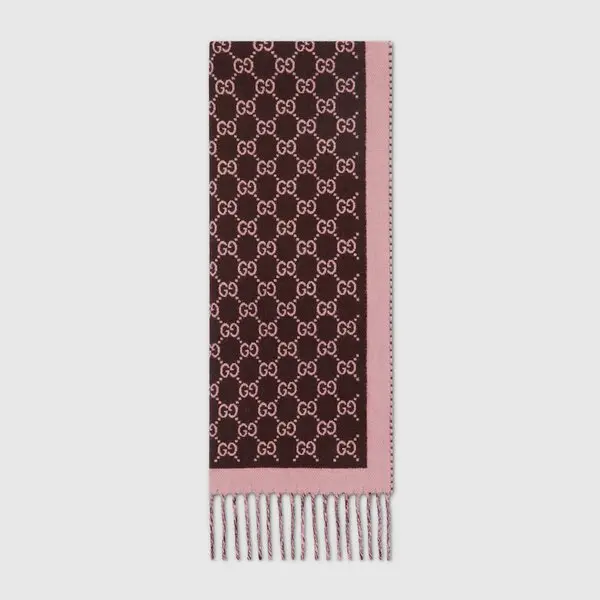 Gucci Gg Wool Scarf - Brown