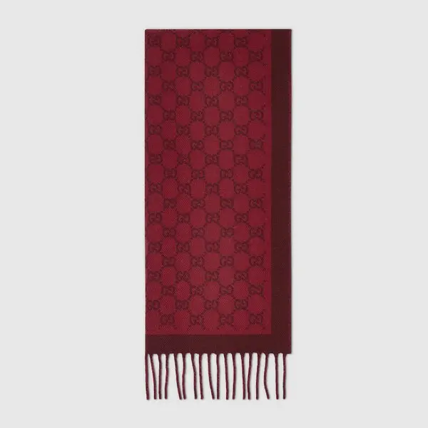 Gucci Gg Wool Scarf - Bordeaux
