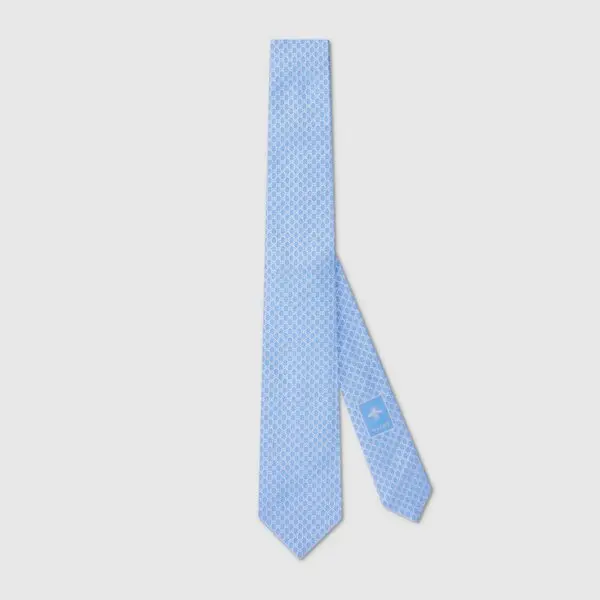 Gucci Gg Silk Jacquard Tie - Blue