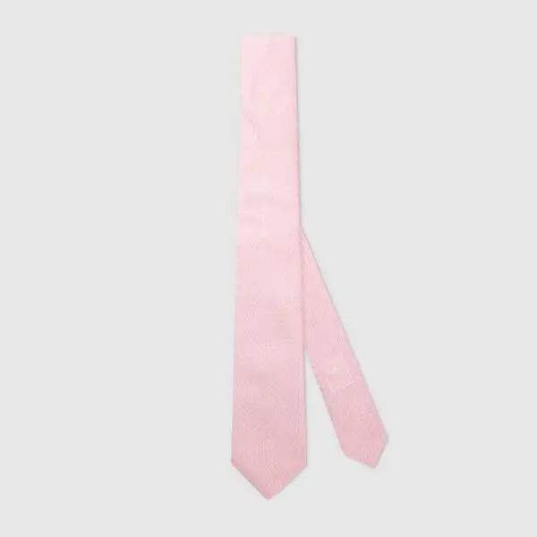 Gucci Gg Silk Jacquard Tie - Pink