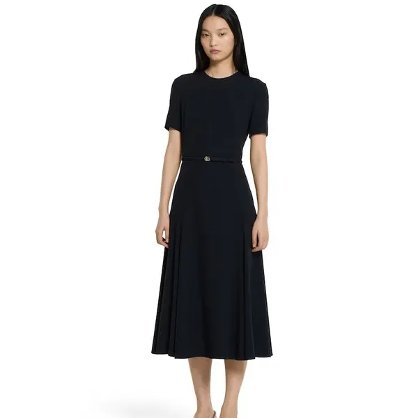 Gucci Satin Dress With Double G Belt