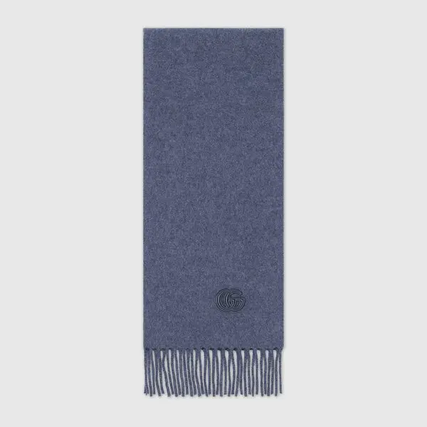 Gucci Cashmere Scarf With Patch - Blue