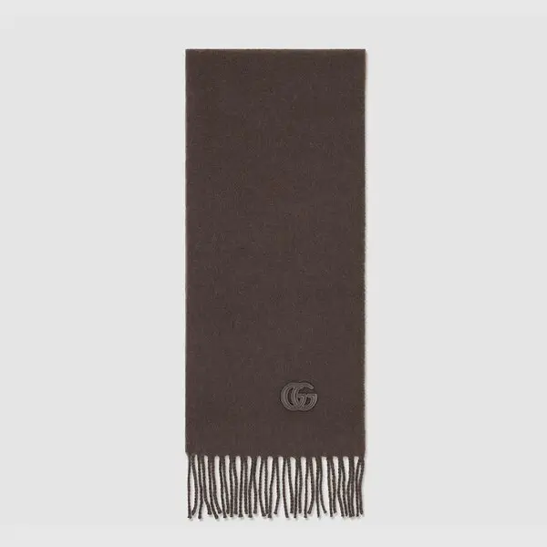 Gucci Cashmere Scarf With Patch - Beige