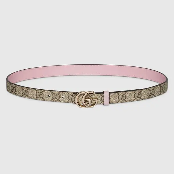 Gucci Reversible Gg Marmont Thin Belt - Beige
