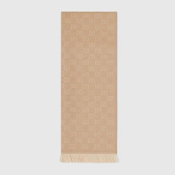 Gucci Gg Wool Scarf Wool - Beige