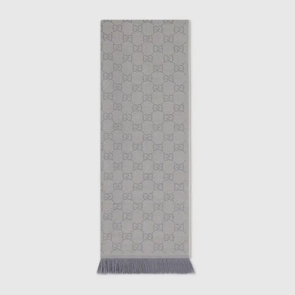 Gucci Gg Wool Scarf - Grey
