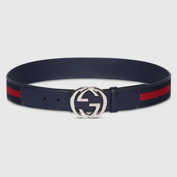 Gucci Reversible Belt With Interlocking G Buckle - Blue