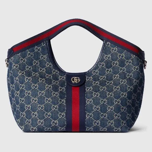 Gucci Giglio Small Tote Bag Gg Canvas - Blue
