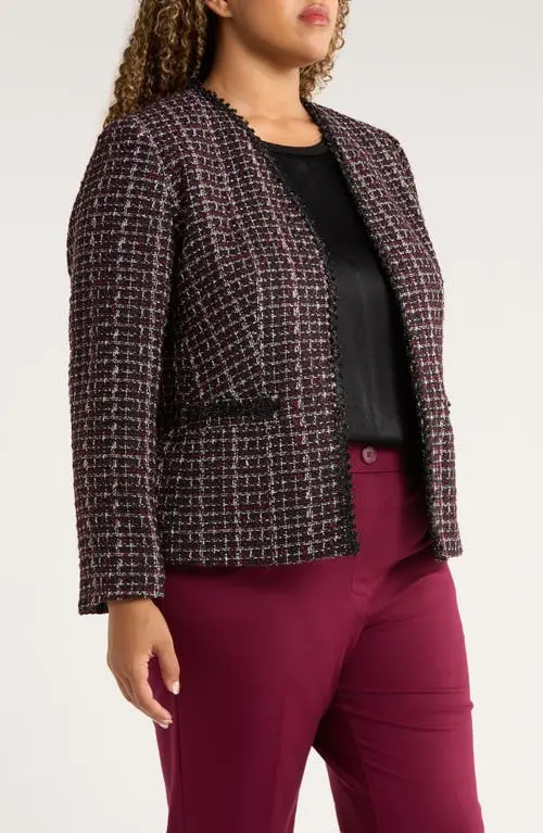 KASPER Collarless Tweed Jacket