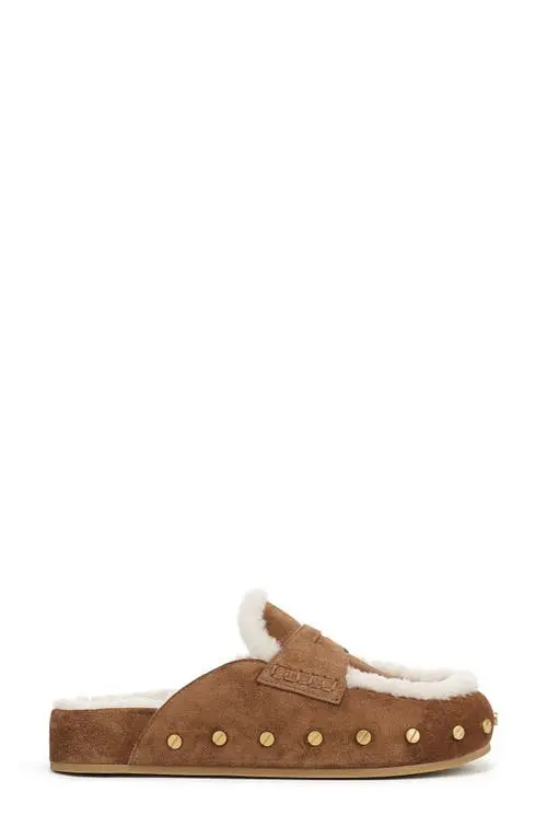 Veronica Beard Fenix Genuine Shearling Mule - Hazelwood Ecru