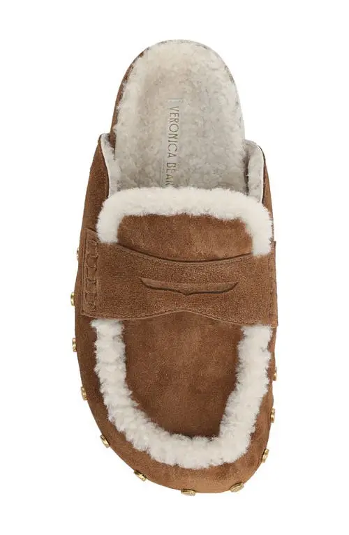 Veronica Beard Fenix Genuine Shearling Mule - Hazelwood Ecru