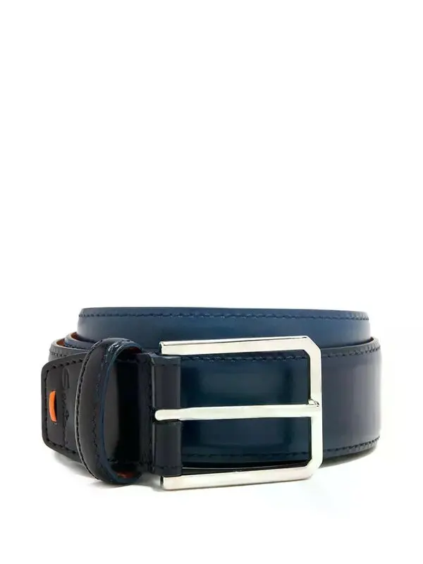 Santoni Leather Buckle Belt - Blue