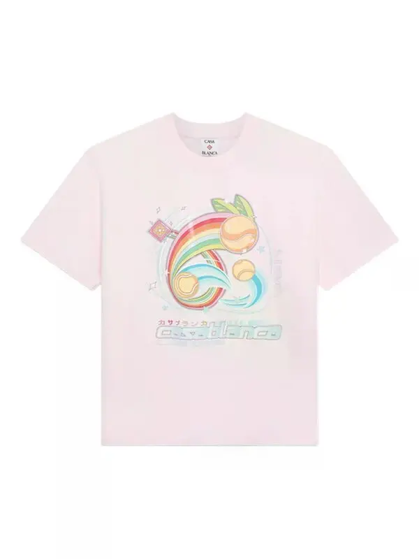 Casablanca Rainbow Tennis-ball Print T-shirt - Pink