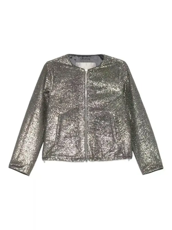 Herno Sequin Embellished Zip-up Jacket - Grey