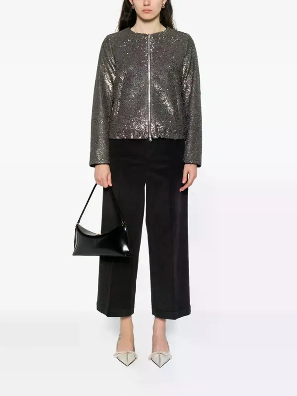 Herno Sequin Embellished Zip-up Jacket - Grey
