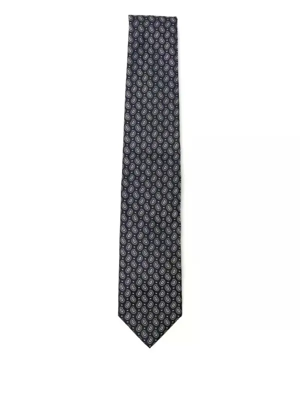 Brioni Printed Silk Neck Tie - Blue