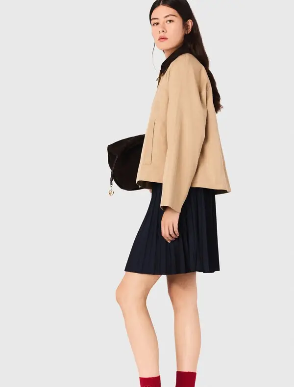 Maje Cotton Utility Jacket With Removable Collar - Camel
