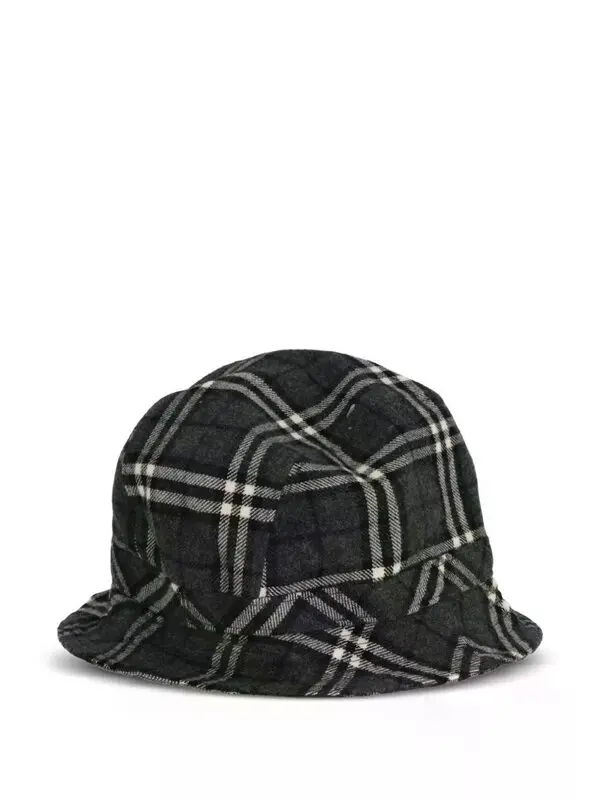 Burberry Checked Bucket Hat - Black