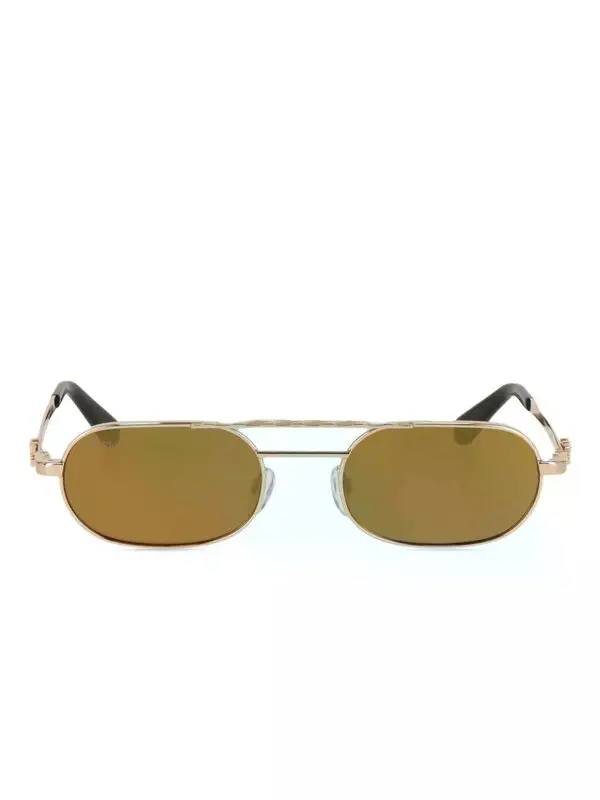 Off-White Oval-frame Double-bridge Sunglasses - Neutrals