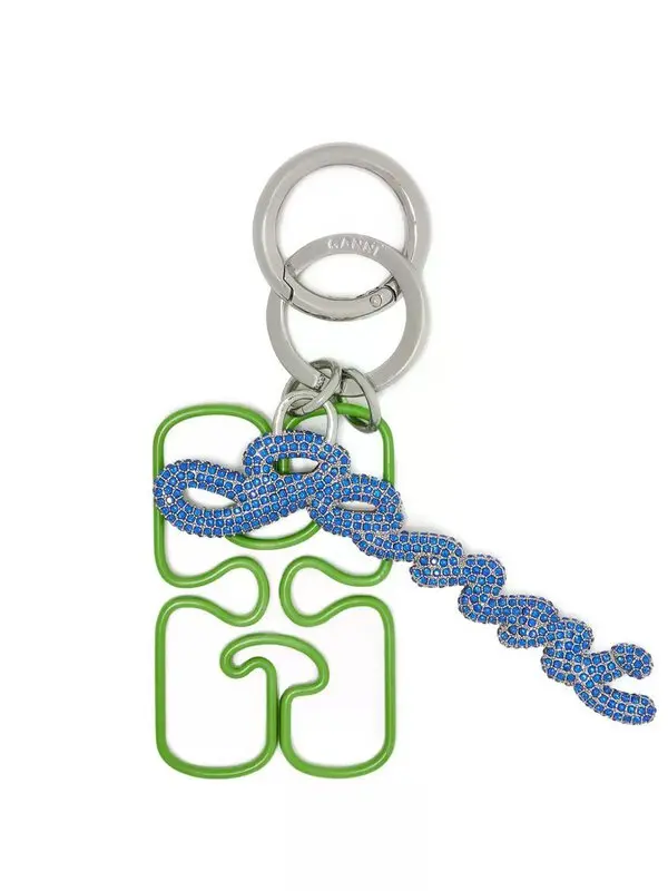 GANNI Logo Keyring - Silver