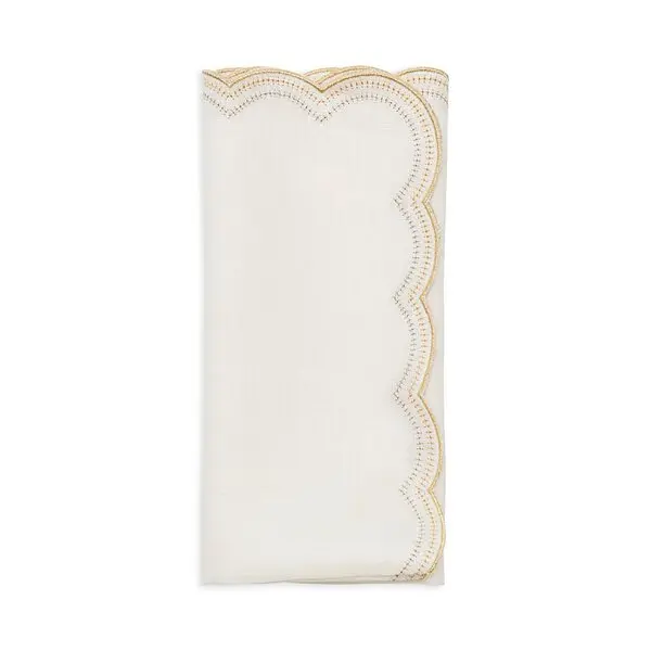 KIM SEYBERT Lune Linen Napkin, 21 X 21 - White/gold/silver