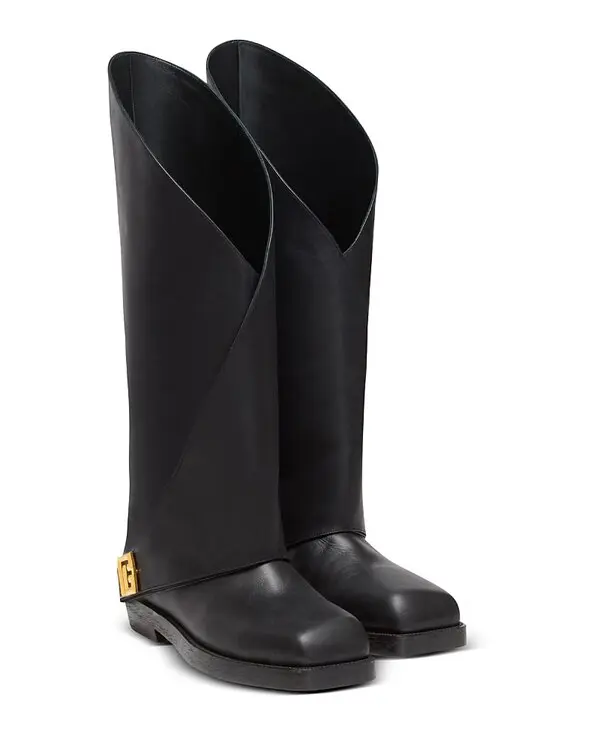 Balmain Flat Leather Boots