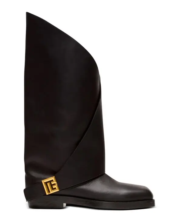 Balmain Flat Leather Boots