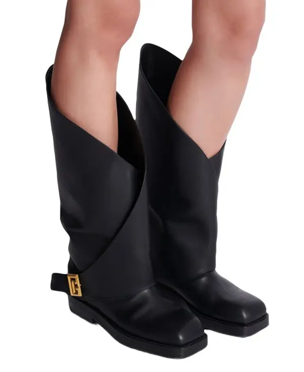 Balmain Flat Leather Boots