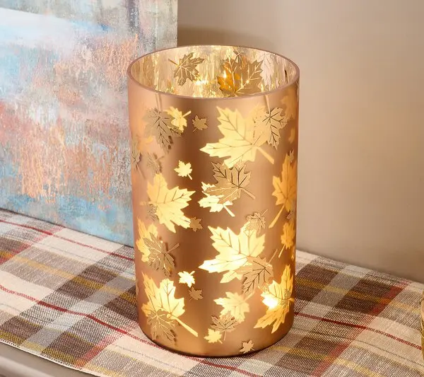 VALERIE PARR HILL Oversized Illuminated Autumn Leaves Hurricane Valerie - One-color