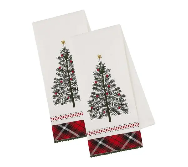 DESIGN IMPORTS Set/2 O Tannenbaum Embellished K Itchen Towels - One-color