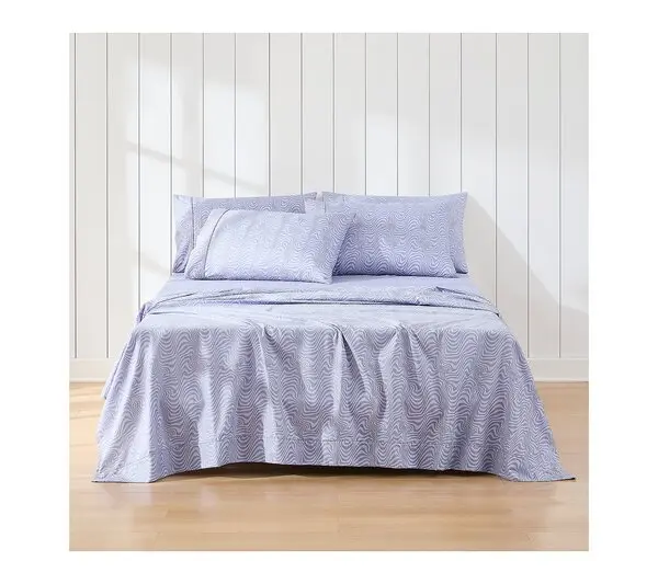 LUSH DECOR Retro Waves Sheet Set Violet 6-piece Set Full - One-color