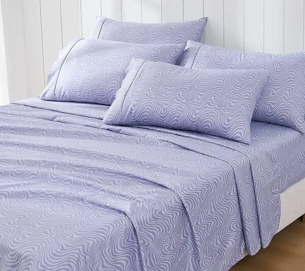 LUSH DECOR Retro Waves Sheet Set Violet 6-piece Set Full