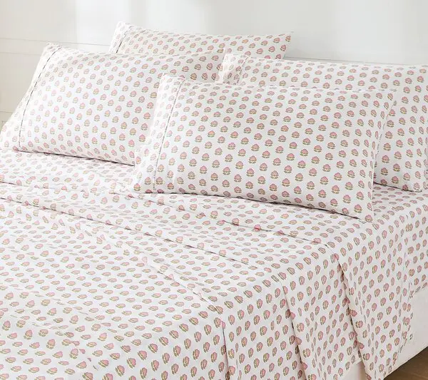 LUSH DECOR Prisha Floral Sheet Set Peach 6-piec E Set Queen
