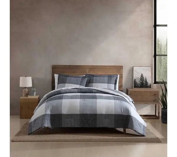 Eddie Bauer Oversized Plaid Grey 7-piece Queen Ed Set - One-color