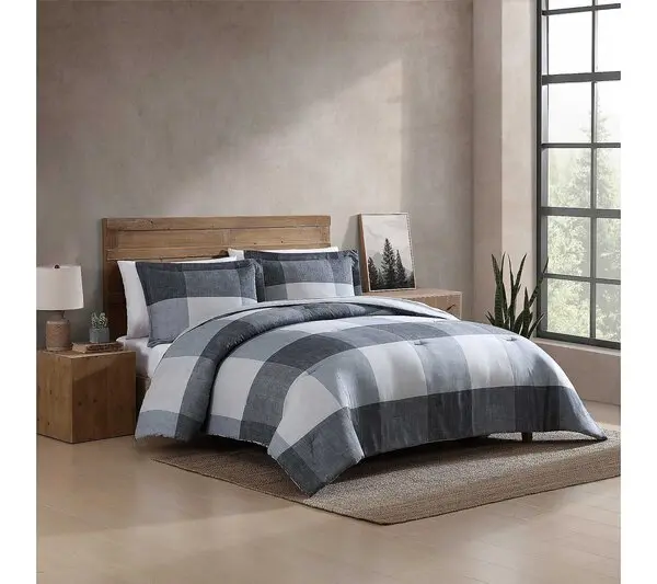 Eddie Bauer Oversized Plaid Grey 7-piece Queen Ed Set