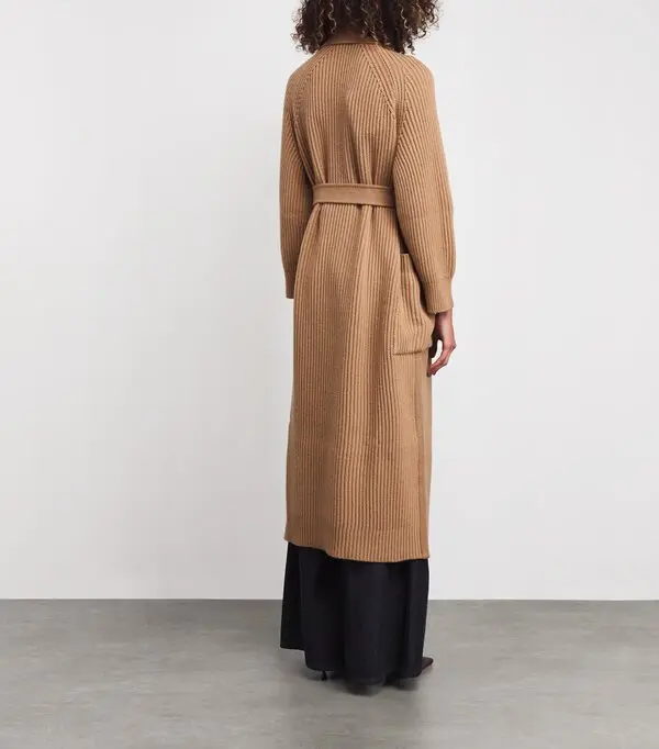 Max Mara Camelwool Knitted-sleeve Wrap Coat