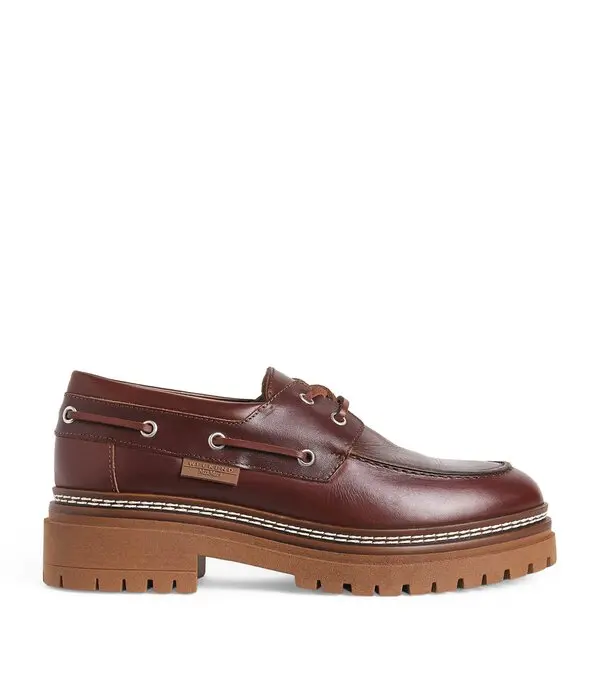 Max Mara Leather Heeled Boat Shoes