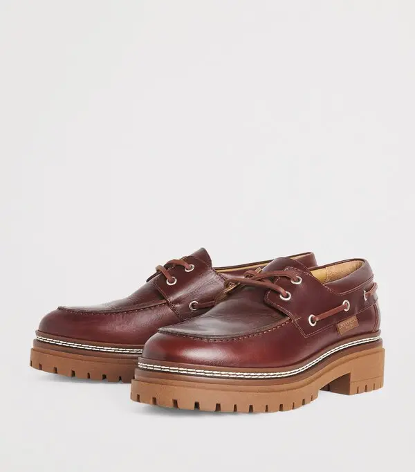 Max Mara Leather Heeled Boat Shoes