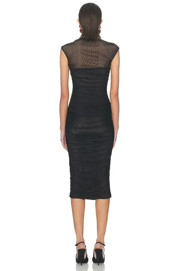 SEROYA Kylie Mesh Midi Dress - Black