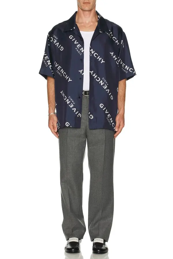 Givenchy Bowling Shirt In Blue - Navy