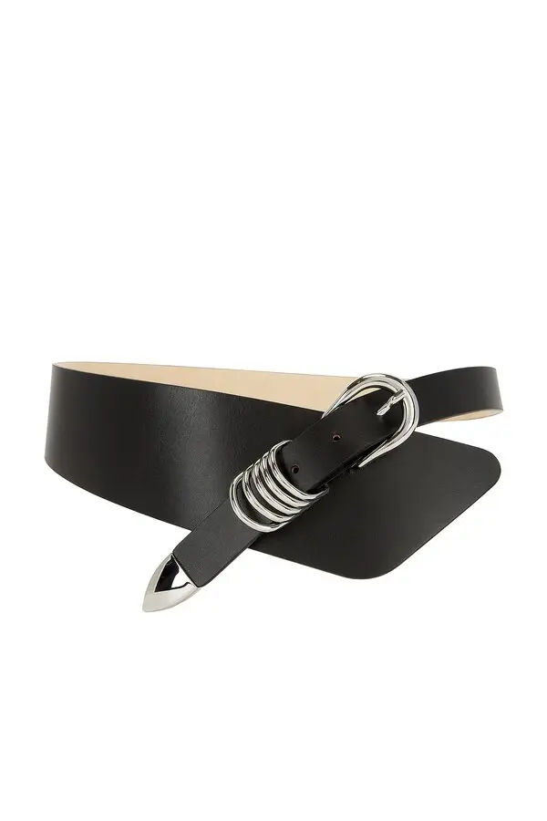 DEHANCHE Alcott Leather Belt - Black & Silver