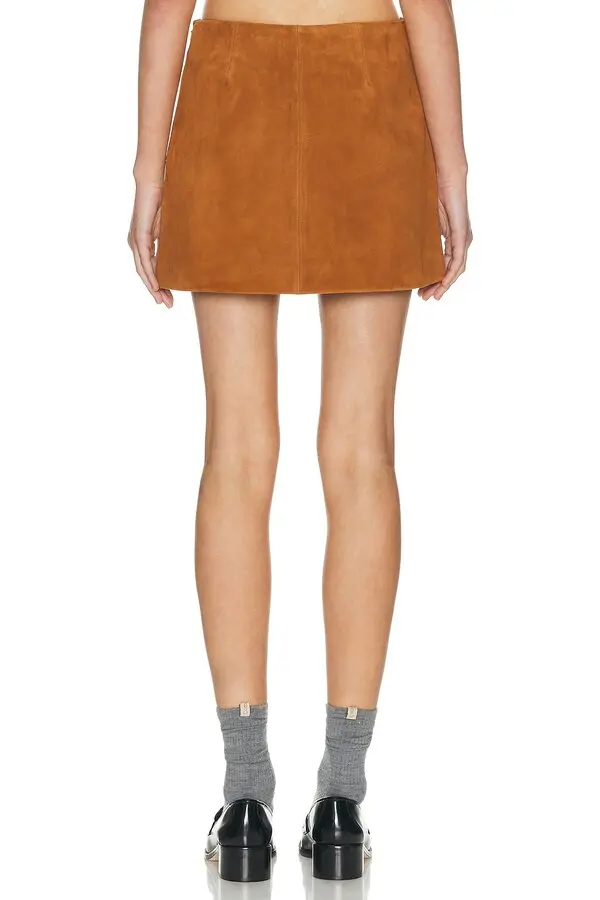 Marc Jacobs Suede Box Pleat Mini Skirt - Copper