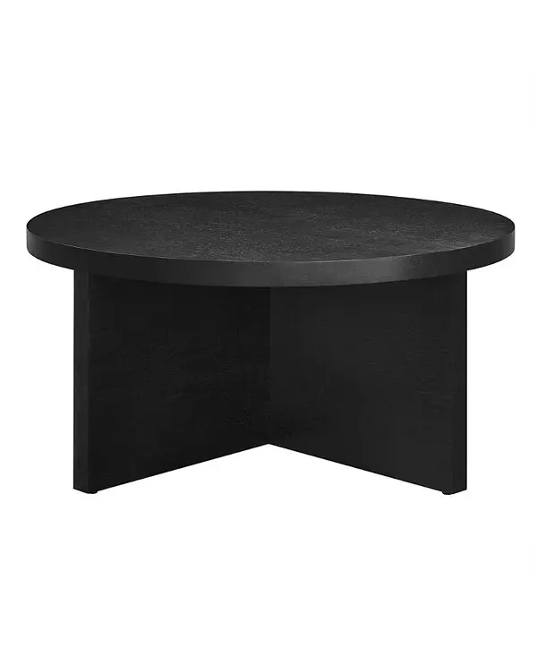 MODWAY Silas Round Wood Coffee Table - Black