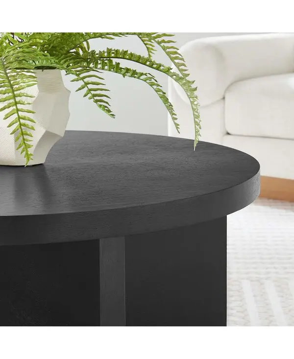 MODWAY Silas Round Wood Coffee Table - Black