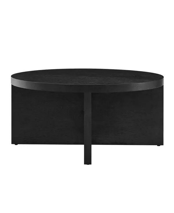MODWAY Silas Round Wood Coffee Table - Black